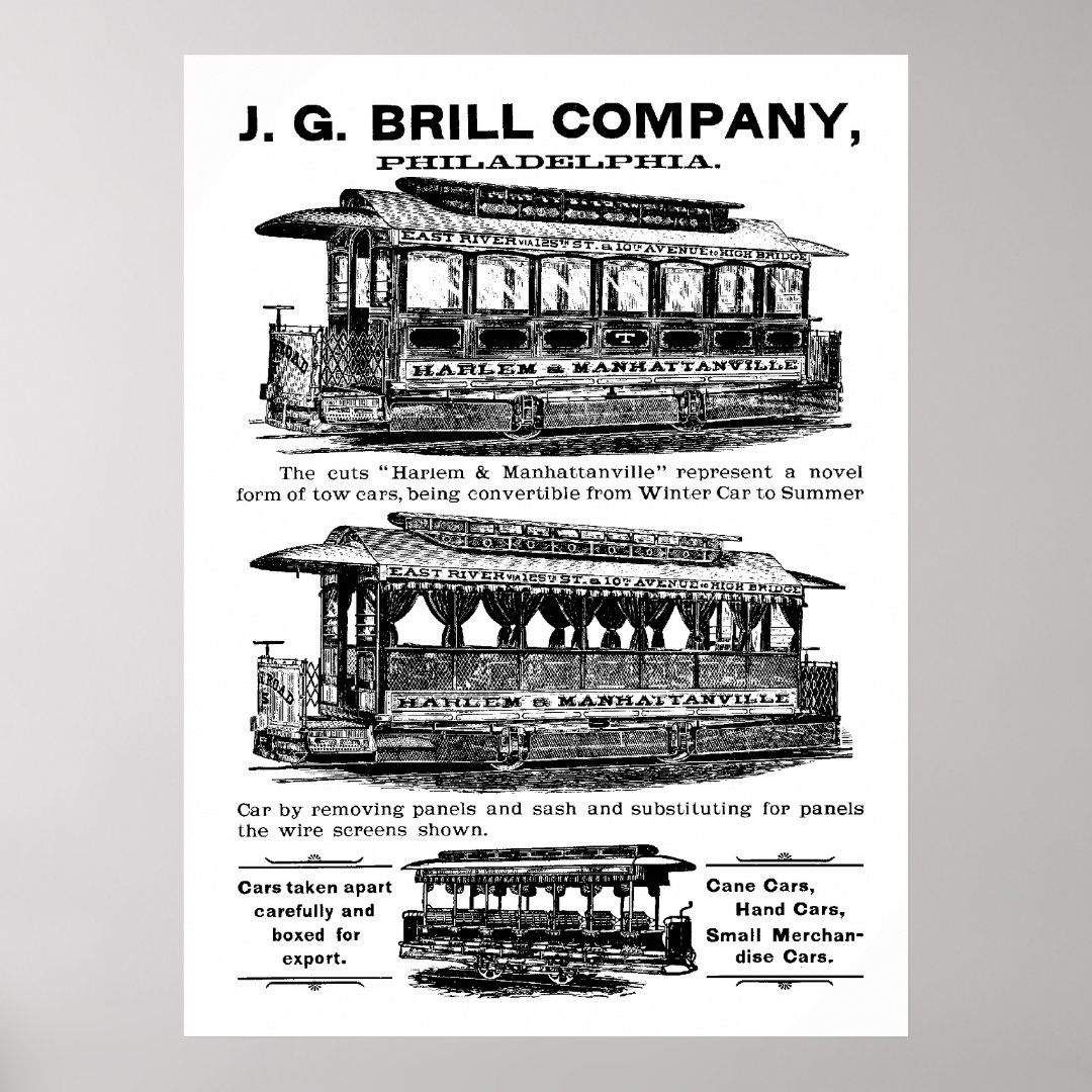 Brill Company Streetcars and Trolleys Poster | Zazzle