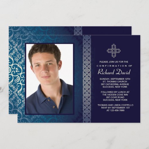 Brilliant Blue Photo Invitation (Horizontal) | Zazzle
