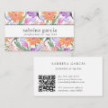 Brilliant Flowers | Purple orange blue QR Code Business Card | Zazzle