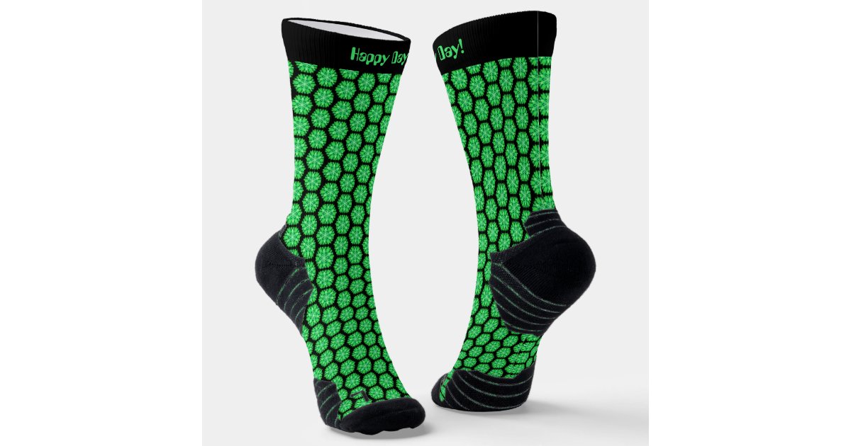Brilliant Green Fractal Ice Pattern Socks | Zazzle