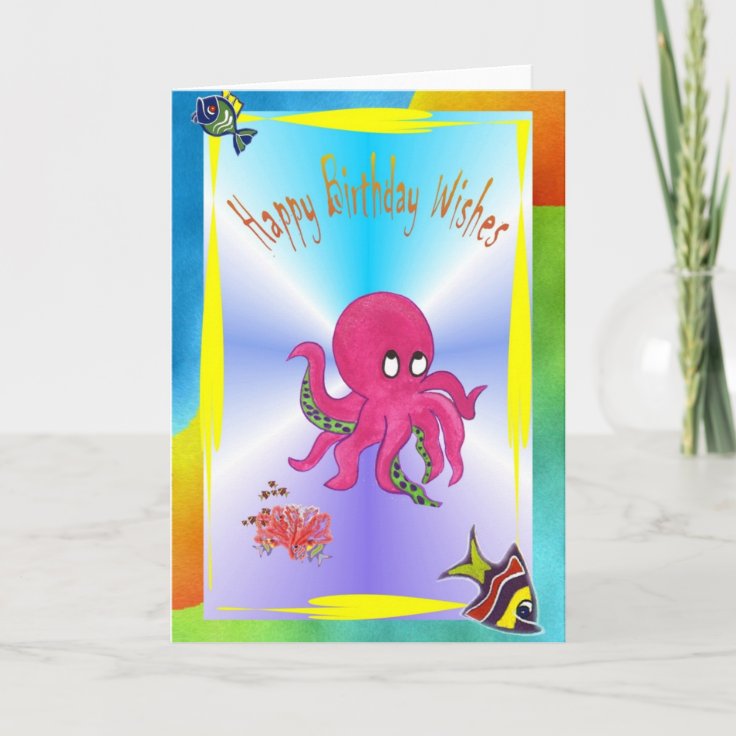 Brilliant Octopus Happy Birthday Card | Zazzle