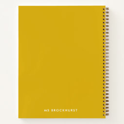 Brilliant Teacher Mustard Yellow Retro Typography Notebook | Zazzle
