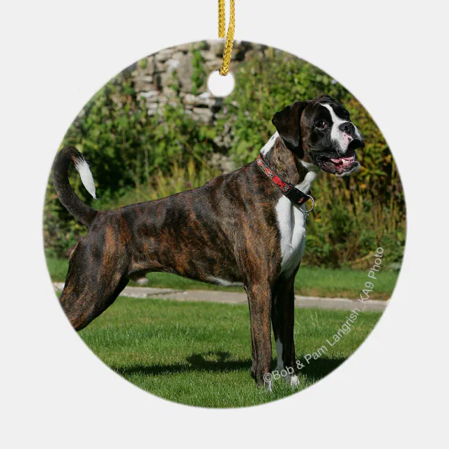 Brindle Boxer Dog Show Stance Ceramic Ornament | Zazzle