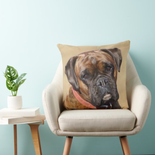 Brindle Boxer Dog Throw Pillow | Zazzle