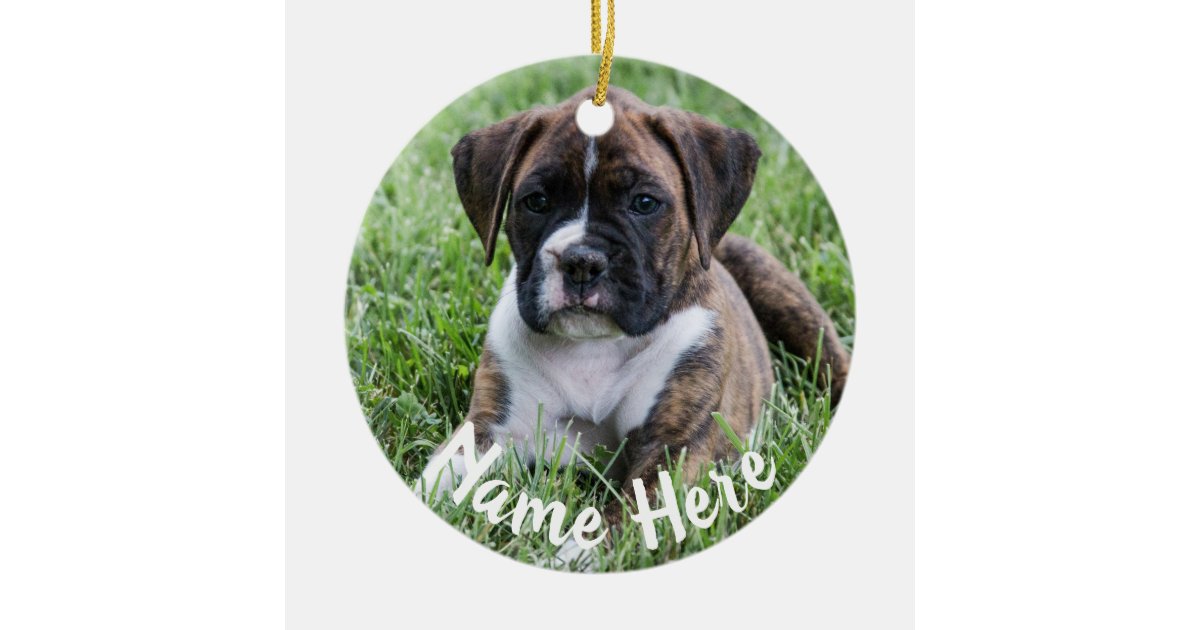 Brindle Boxer Puppy Christmas Ornament | Zazzle