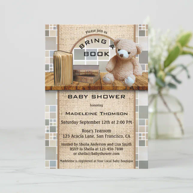 Bring a Book Baby Shower Invitation | Zazzle