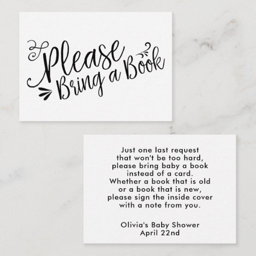 Bring a Book Insert Card, Custom Colors | Zazzle