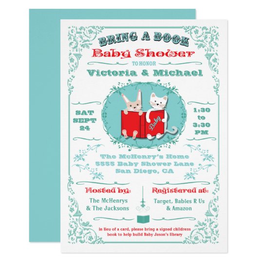 Bring a book library Baby Shower invitations | Zazzle.com