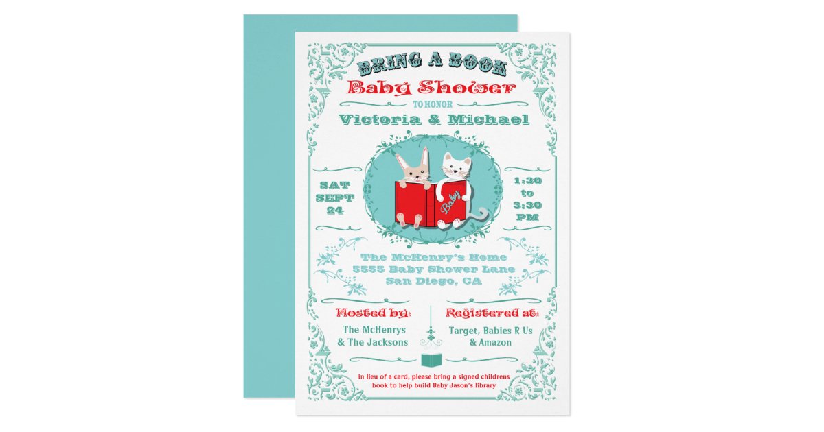 Bring a book library Baby Shower invitations | Zazzle.com