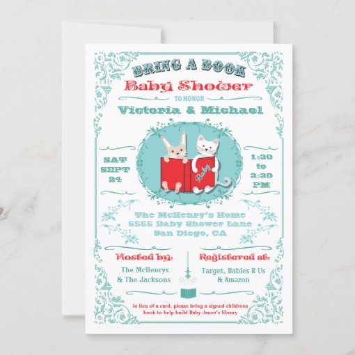 Bring a book library Baby Shower invitations | Zazzle