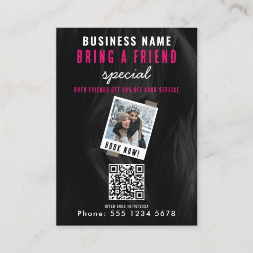 Bring a Friend Sale Refer A Friend Booking Business Card | Zazzle