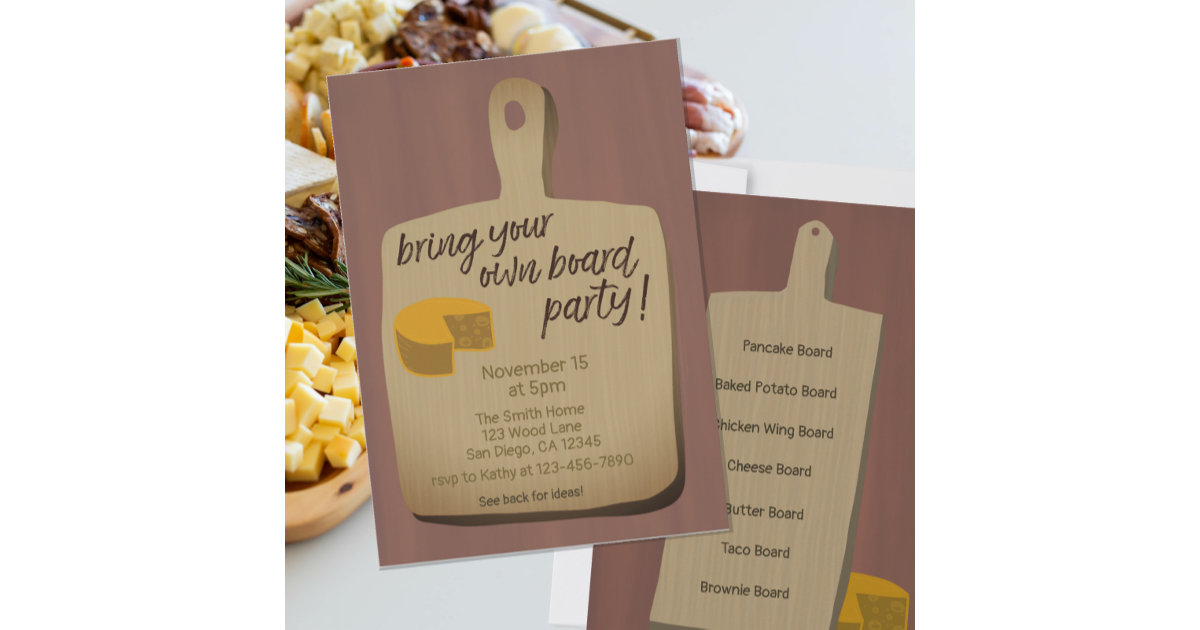 Bring Your Own Board Dinner Party Invitation | Zazzle Bring Your Own Board Dinner Party Invitation | Zazzle