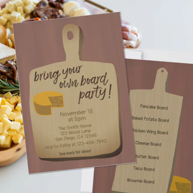 Bring Your Own Board Dinner Party Invitation | Zazzle