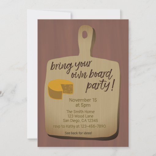 Bring Your Own Board Dinner Party Invitation | Zazzle