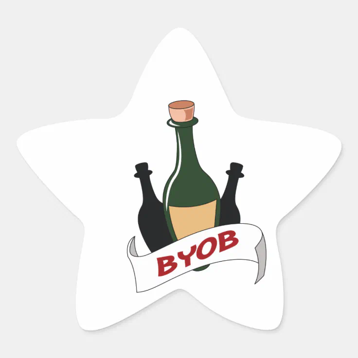 BRING YOUR OWN BOOZE STAR STICKER | Zazzle