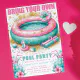 Bring Your Own Pool Party Pink Turquoise glitter Invitation | Zazzle
