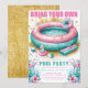 Bring Your Own Pool Party Pink Turquoise glitter Invitation | Zazzle