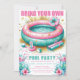 Bring Your Own Pool Party Pink Turquoise glitter Invitation | Zazzle