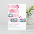 Bring Your Own Pool Party Pink Turquoise Invitation | Zazzle