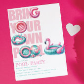 Bring Your Own Pool Party Pink Turquoise Invitation | Zazzle