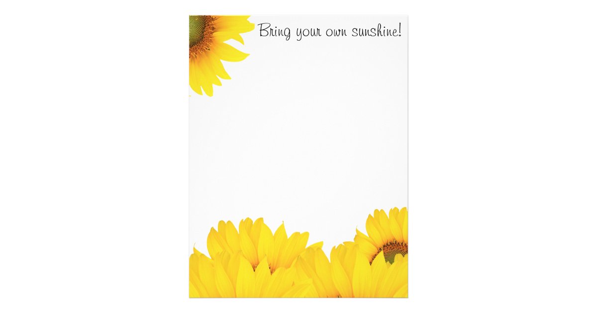 Bring your own sunshine sunflowers letterhead | Zazzle.com