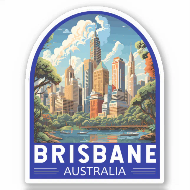 Brisbane Australia Travel Art Vintage Sticker | Zazzle