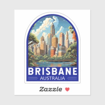 Brisbane Australia Travel Art Vintage Sticker | Zazzle