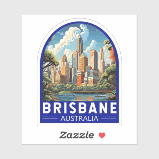 Brisbane Australia Travel Art Vintage Sticker | Zazzle