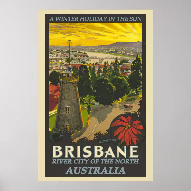Brisbane Australia Vintage Travel Poster | Zazzle