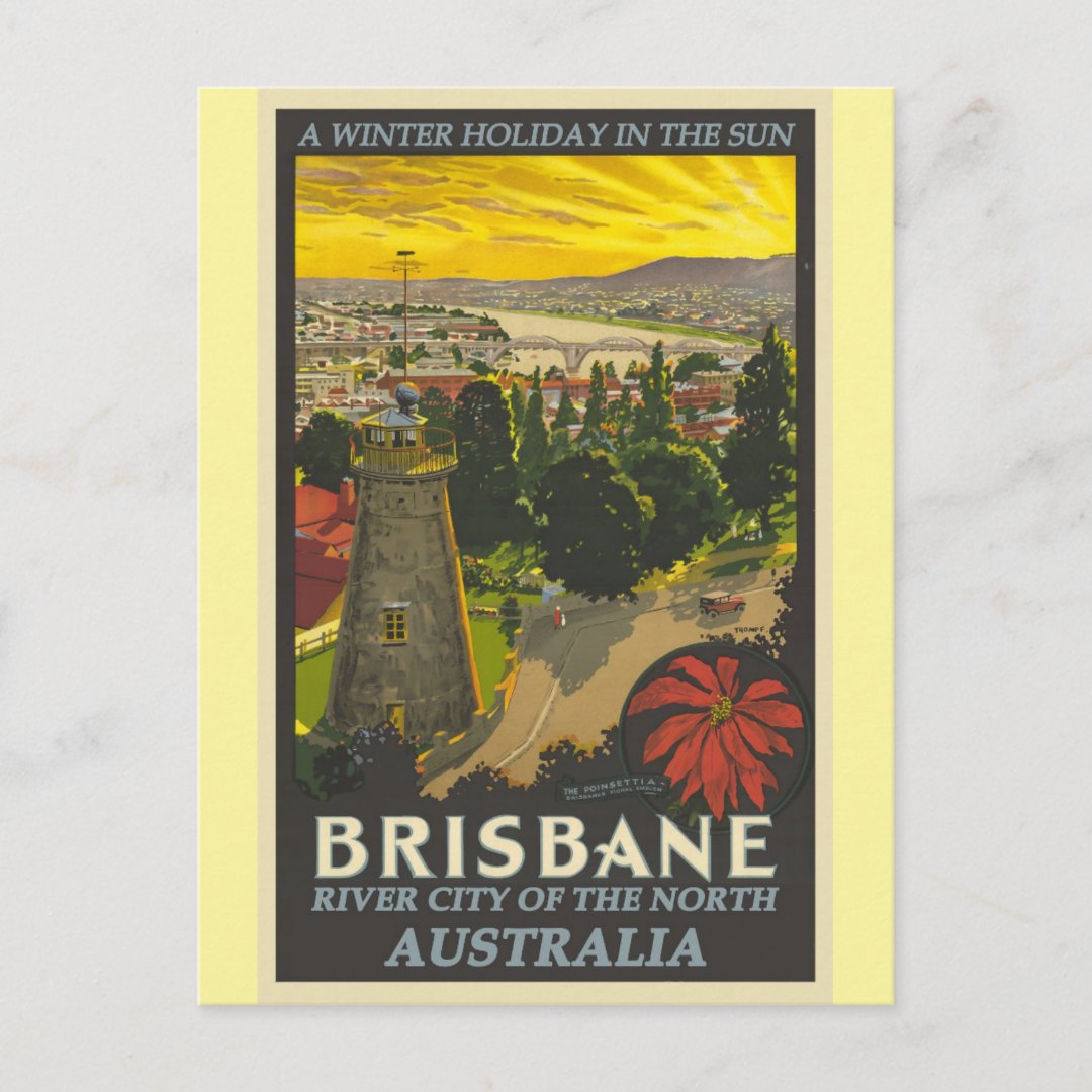 Brisbane Australia Vintage Travel Poster Postcard | Zazzle
