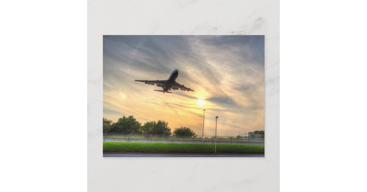 British Airways 747 Sunset Landing Postcard | Zazzle