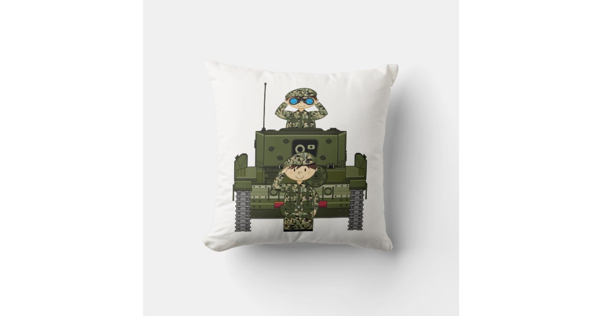 British Army Soldiers and Tank Pillow | Zazzle