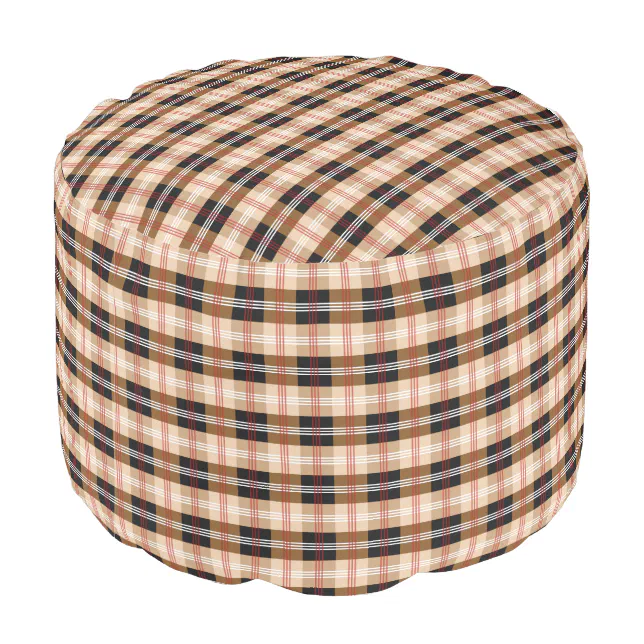 British black and tan tartan plaid pouf | Zazzle