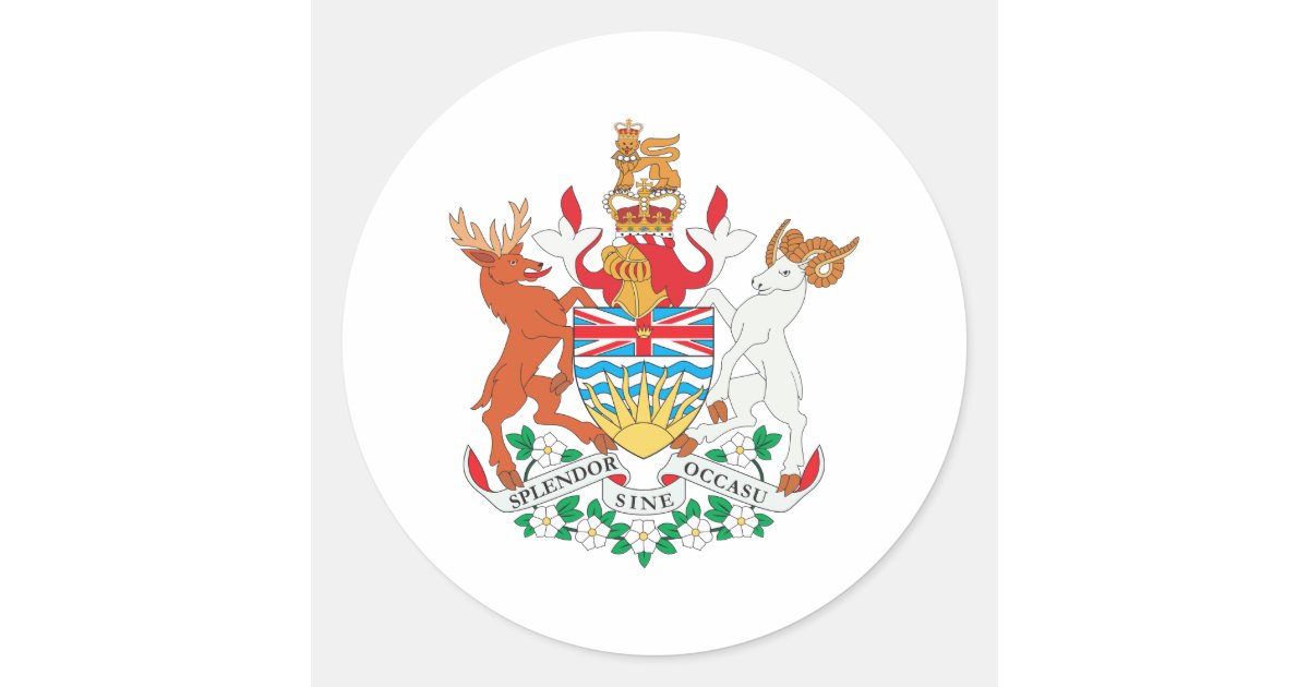 British Columbia Coat Of Arms Classic Round Sticker | Zazzle
