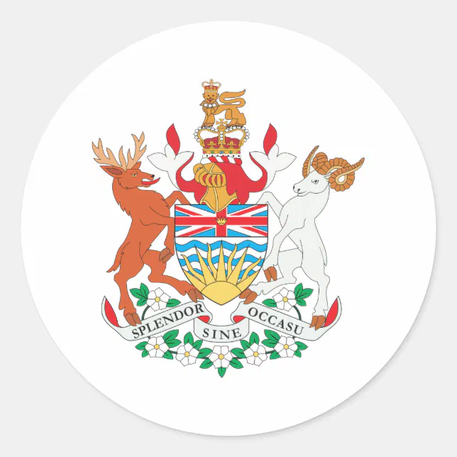 British Columbia Coat Of Arms Classic Round Sticker | Zazzle