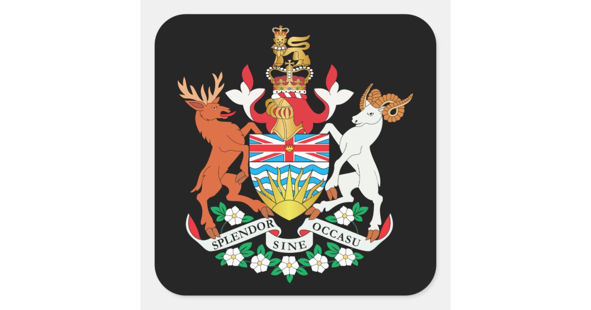 British Columbia coat of arms Square Sticker | Zazzle