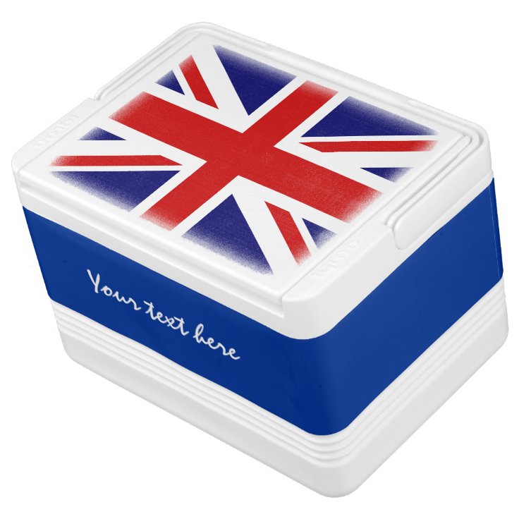 British flag can cooler box with Union Jack design | Zazzle