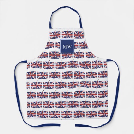 BRITISH FLAG | Monogram | Union Jack Apron | Zazzle