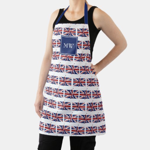 BRITISH FLAG | Monogram | Union Jack Apron | Zazzle