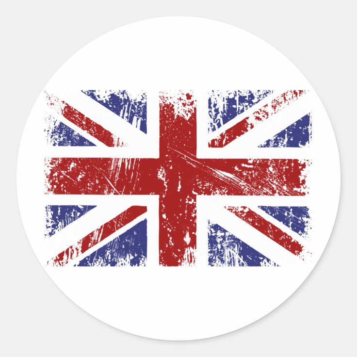 British Flag Union Jack Punk Grunge Classic Round Sticker | Zazzle