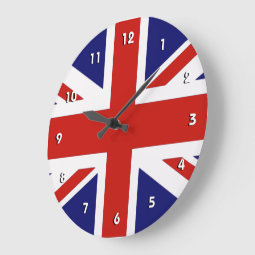 British flag wall clock with numbers | Zazzle