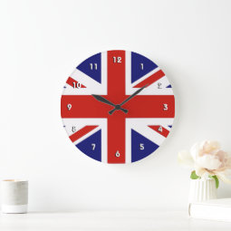 British flag wall clock with numbers | Zazzle