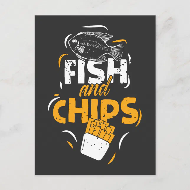 British Food Fish Chips Funny Streetfood Postcard | Zazzle