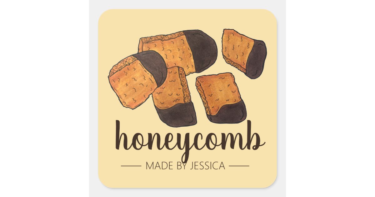 British Honeycomb Sponge Toffee Candy Made By Square Sticker | Zazzle