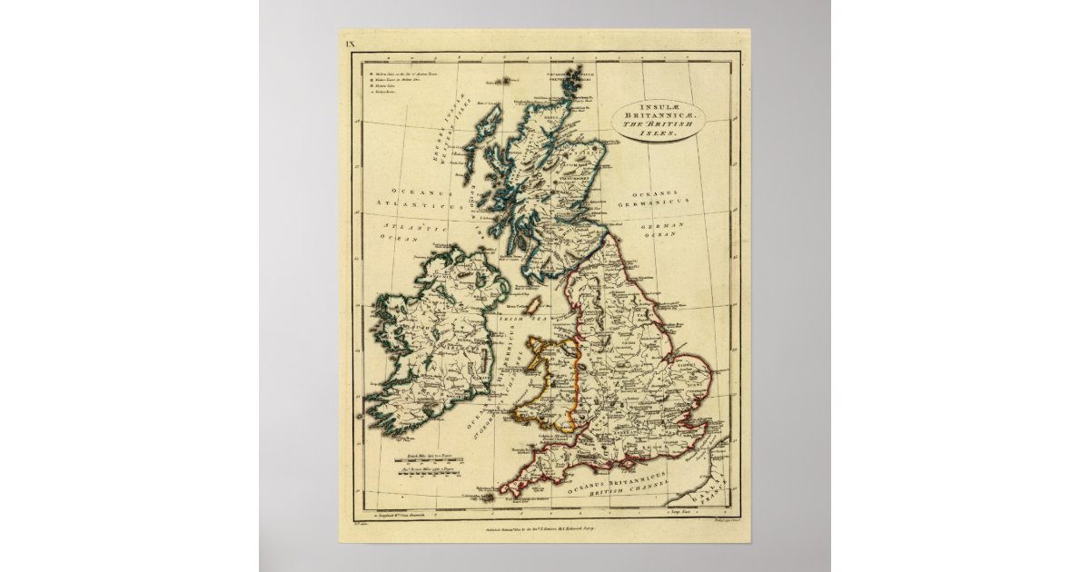 British Isles with boundaries outlined Poster | Zazzle