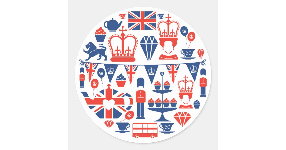 British Jubilee Icons Classic Round Sticker | Zazzle