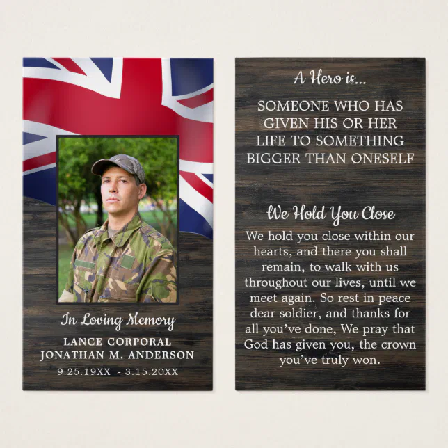 British Military Memorial Fallen Soldier Prayer | Zazzle