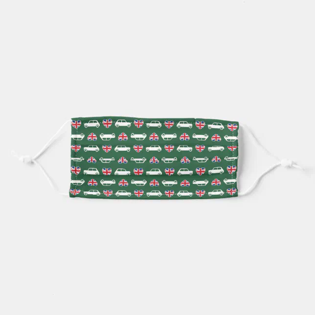 British Mini Cooper Hearts - Green Adult Cloth Face Mask | Zazzle