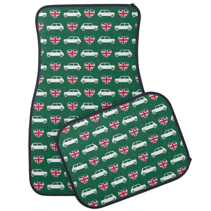 British Mini Cooper Hearts - Green Car Mats | Zazzle