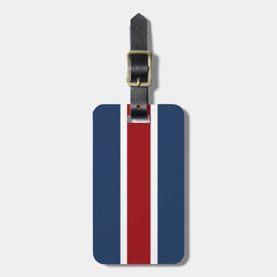 British Racing Stripe red White Blue Luggage Tag | Zazzle.com